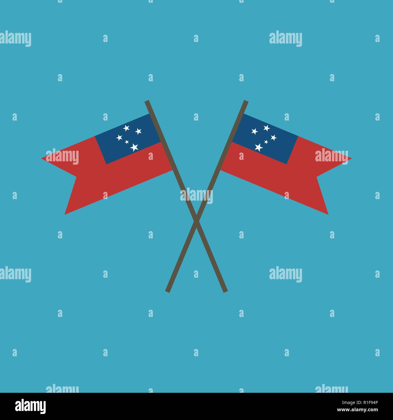 Samoa flag icon in flat design. Independence day or National day ...