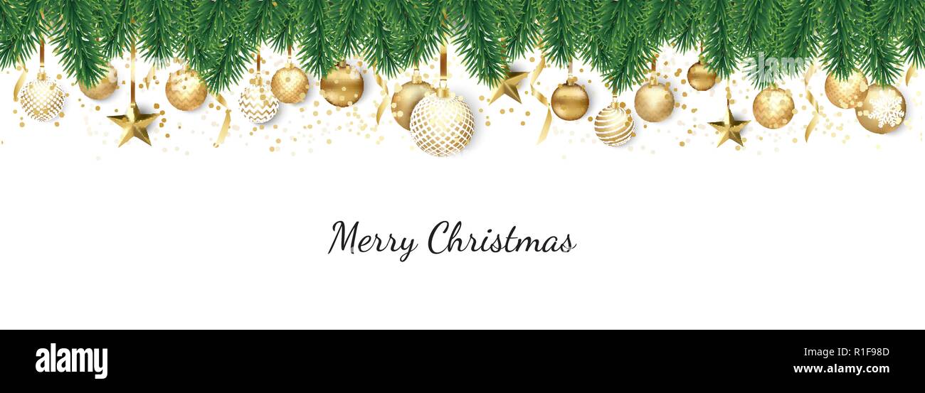 Banner with Christmas balls and stars. Great for New year party posters ...