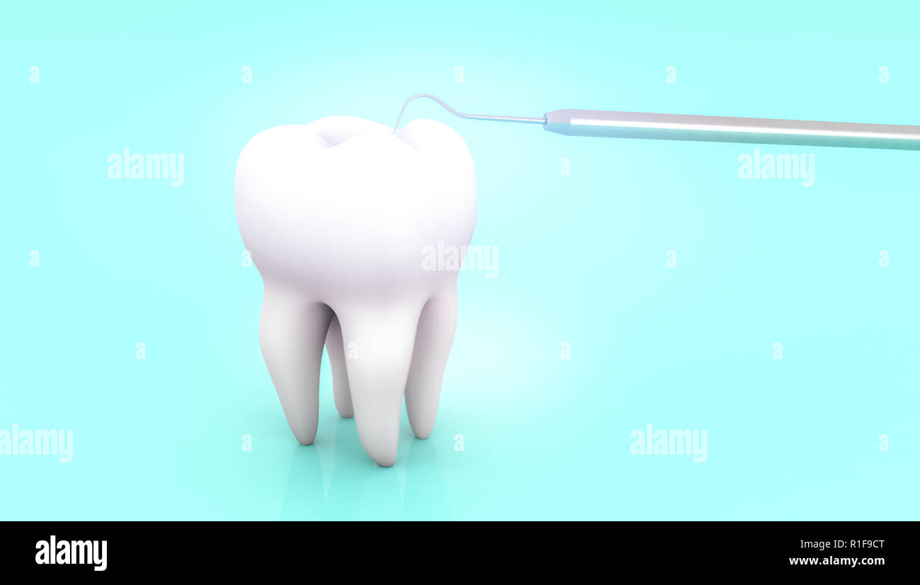 pick on tooth 3d rendering Stock Photo - Alamy