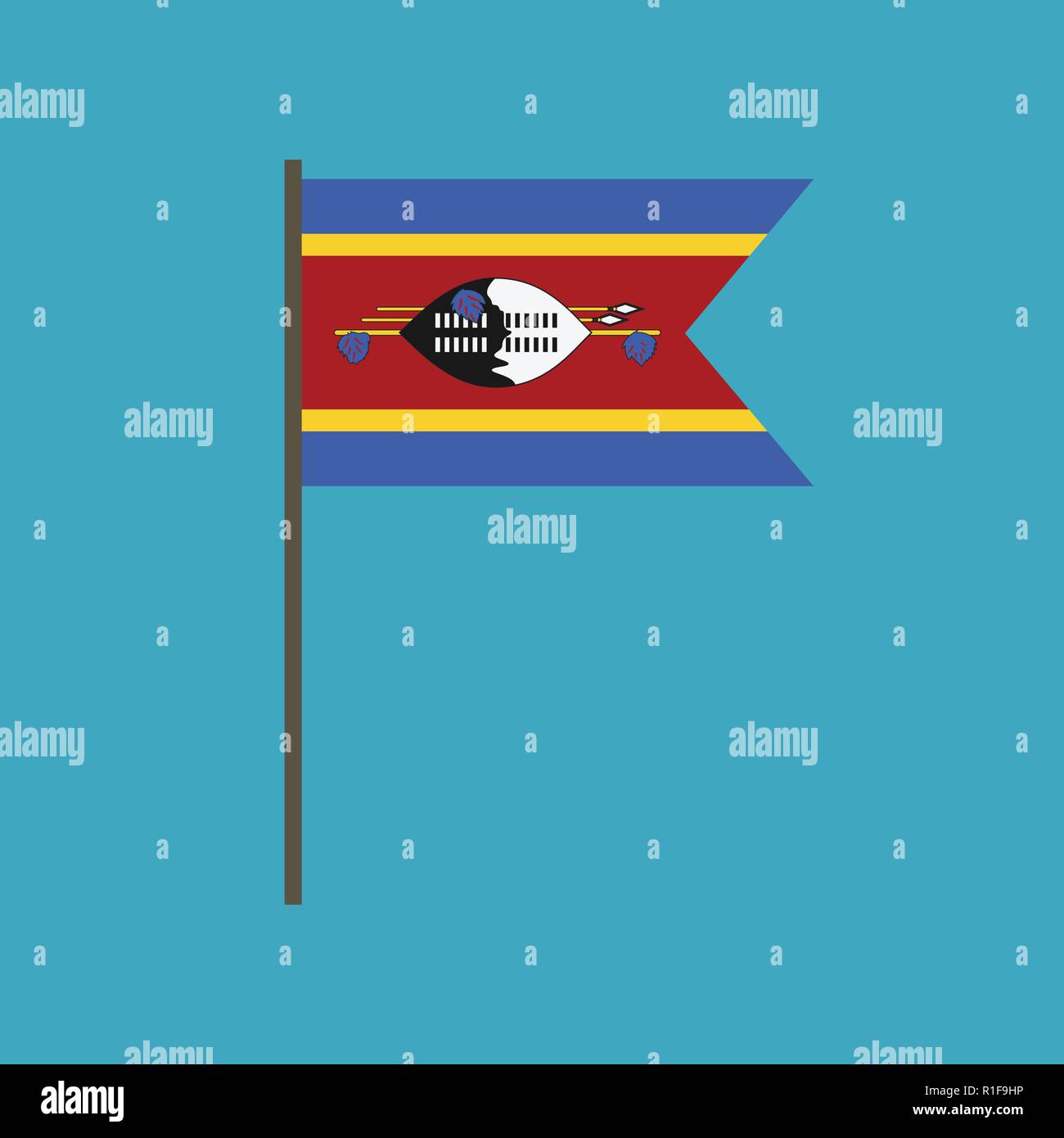 Swaziland flag icon in flat design. Independence day or National day ...