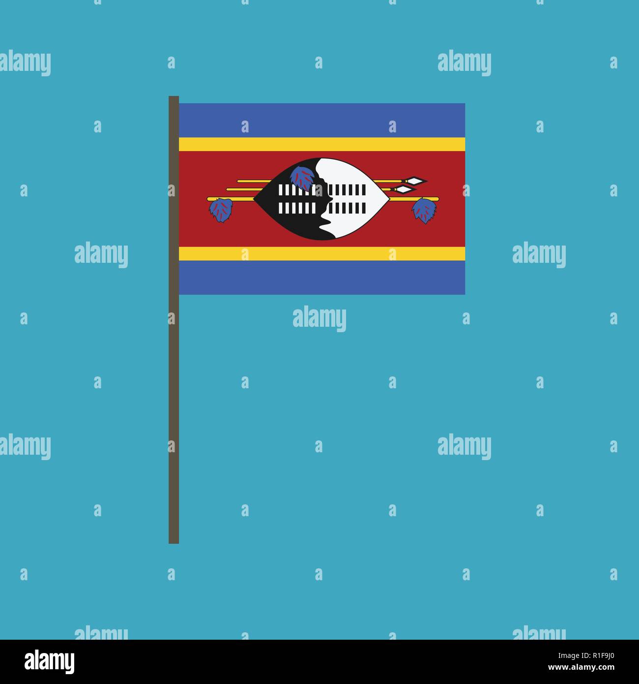 Swaziland flag icon in flat design. Independence day or National day ...
