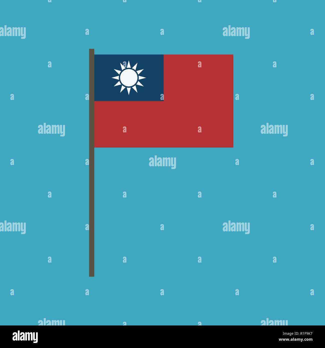 Taiwan flag icon in flat design. Independence day or National day ...