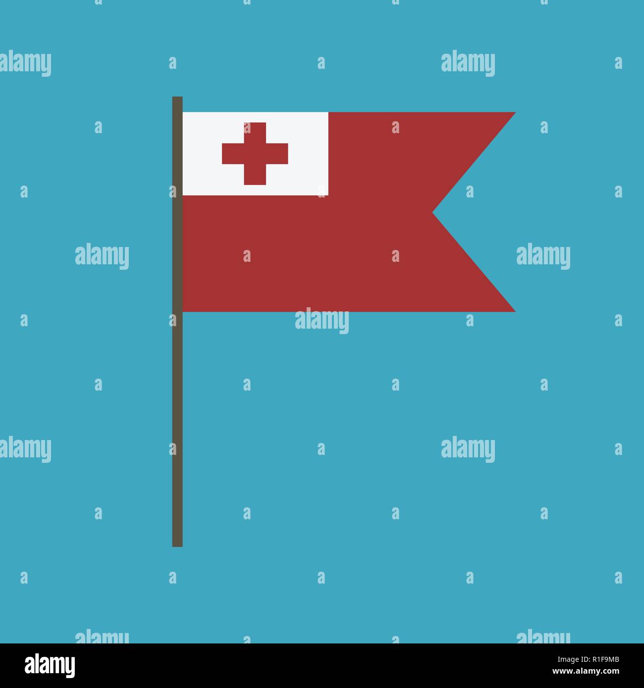 Tonga flag icon in flat design. Independence day or National day ...