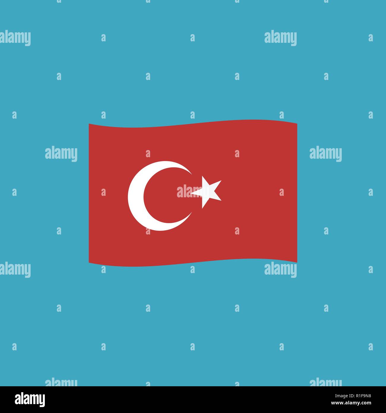 Turkey flag icon in flat design. Independence day or National day ...