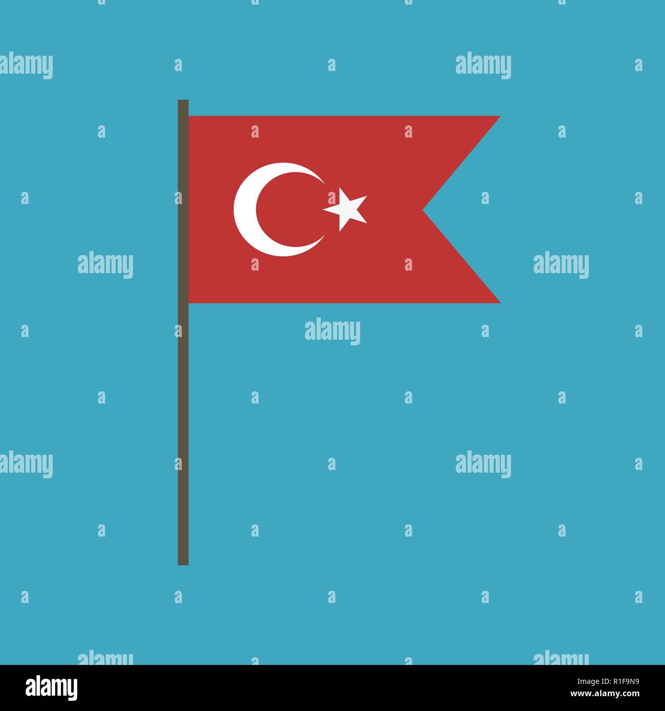 Turkey flag icon in flat design. Independence day or National day ...
