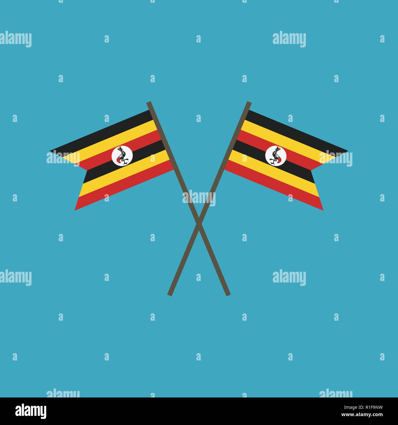 Uganda flag icon in flat design. Independence day or National day ...