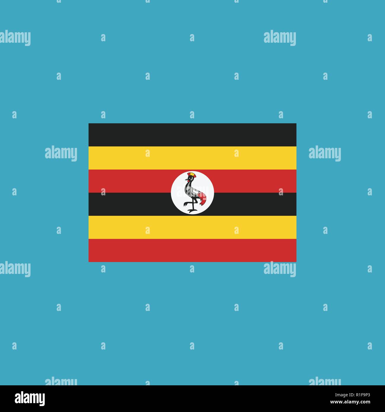 Uganda flag icon in flat design. Independence day or National day ...