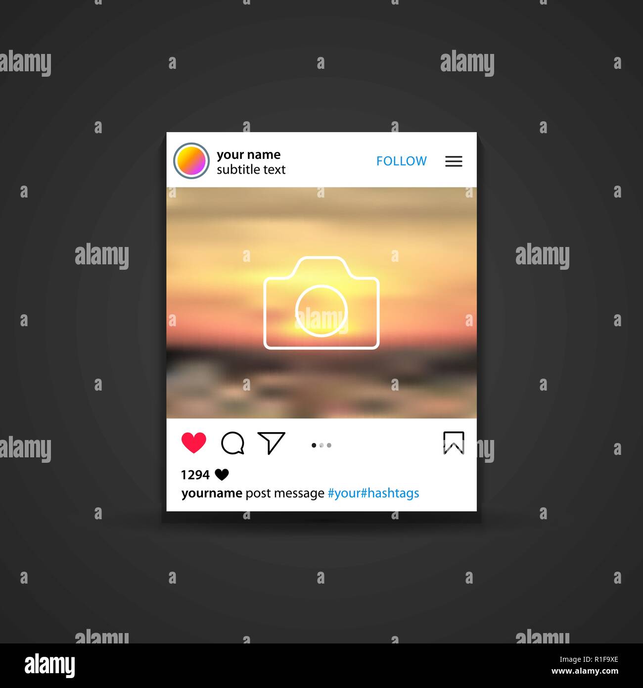 vector web visual content social networks post message frame template ...