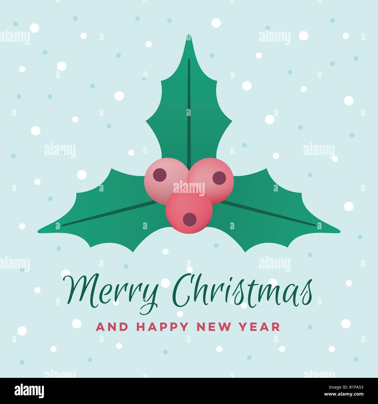 Merry Christmas and Happy New Year. Holly plant Stock Vector Image ...