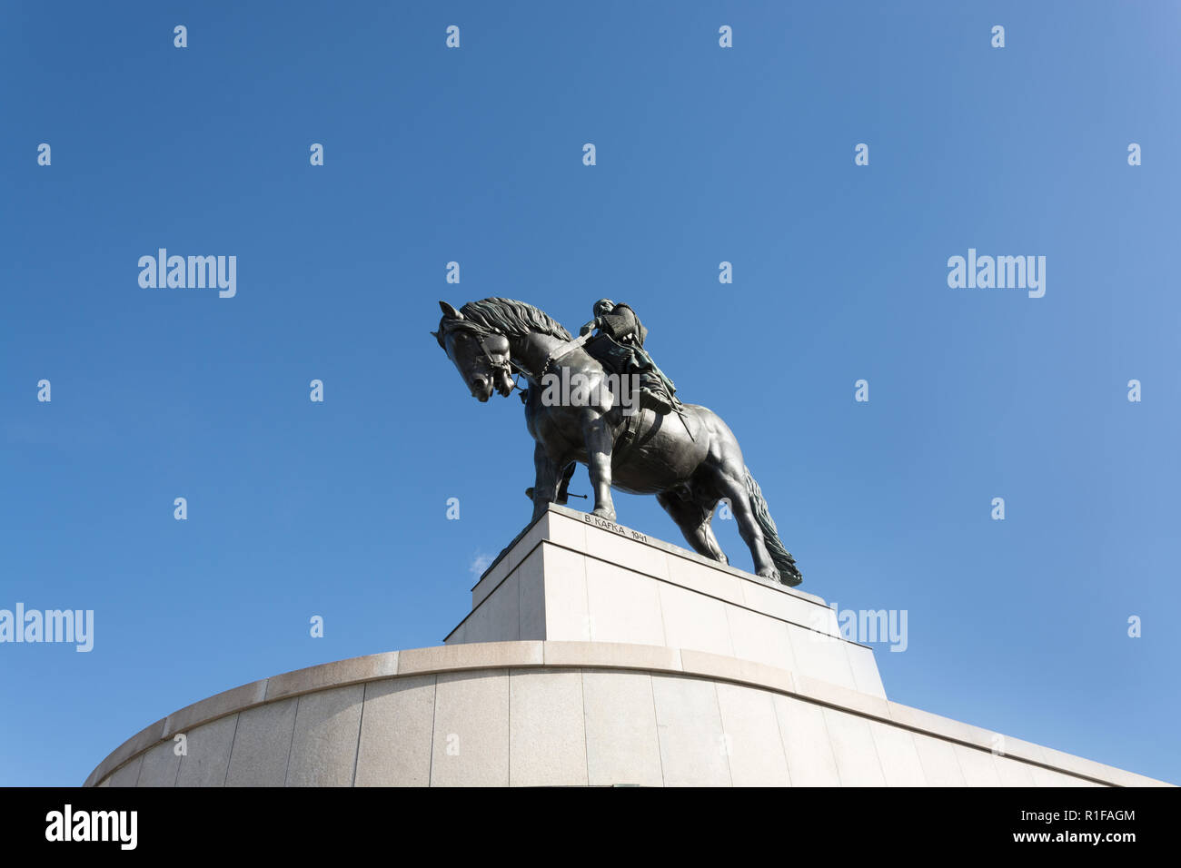 Monument to Jan Zizkov in Prague, Czech Republic, on a clear summer day ...
