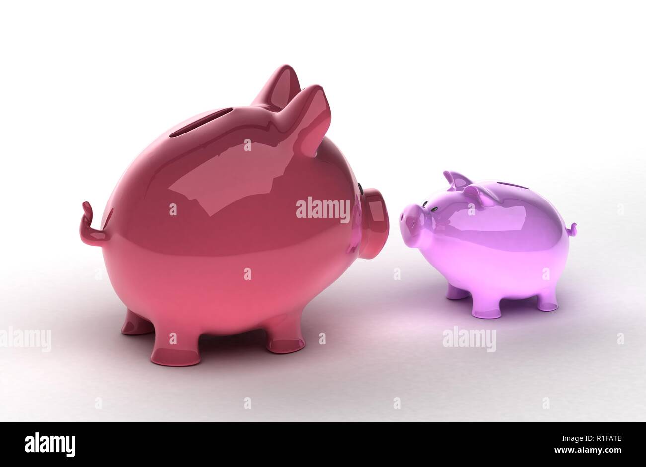 two Piggy Bank isolated on white with soft natural shadow Stock Photo ...