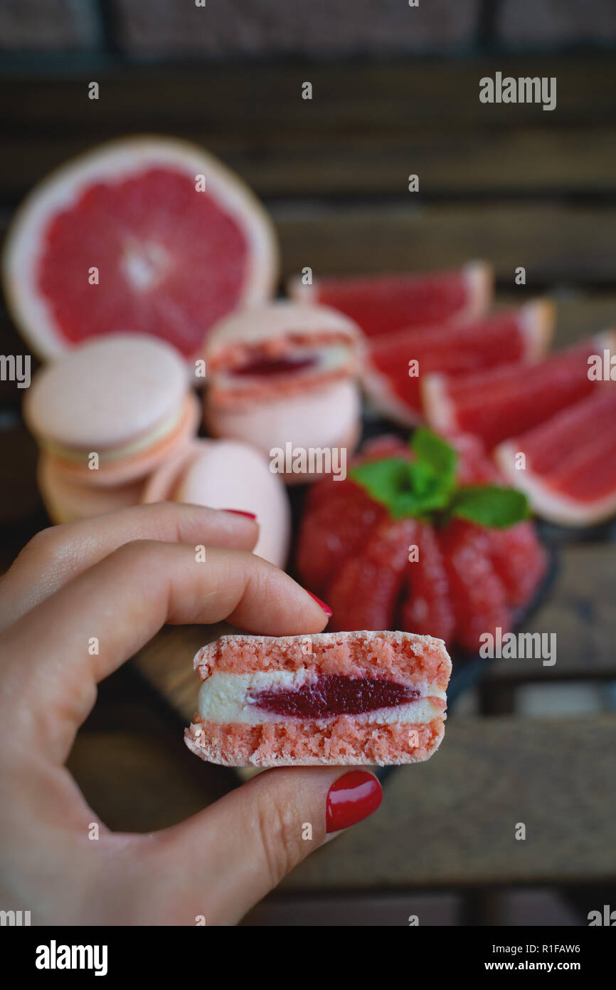 Peanut and chocolate cookies on wooden background in sun rays Stock ...