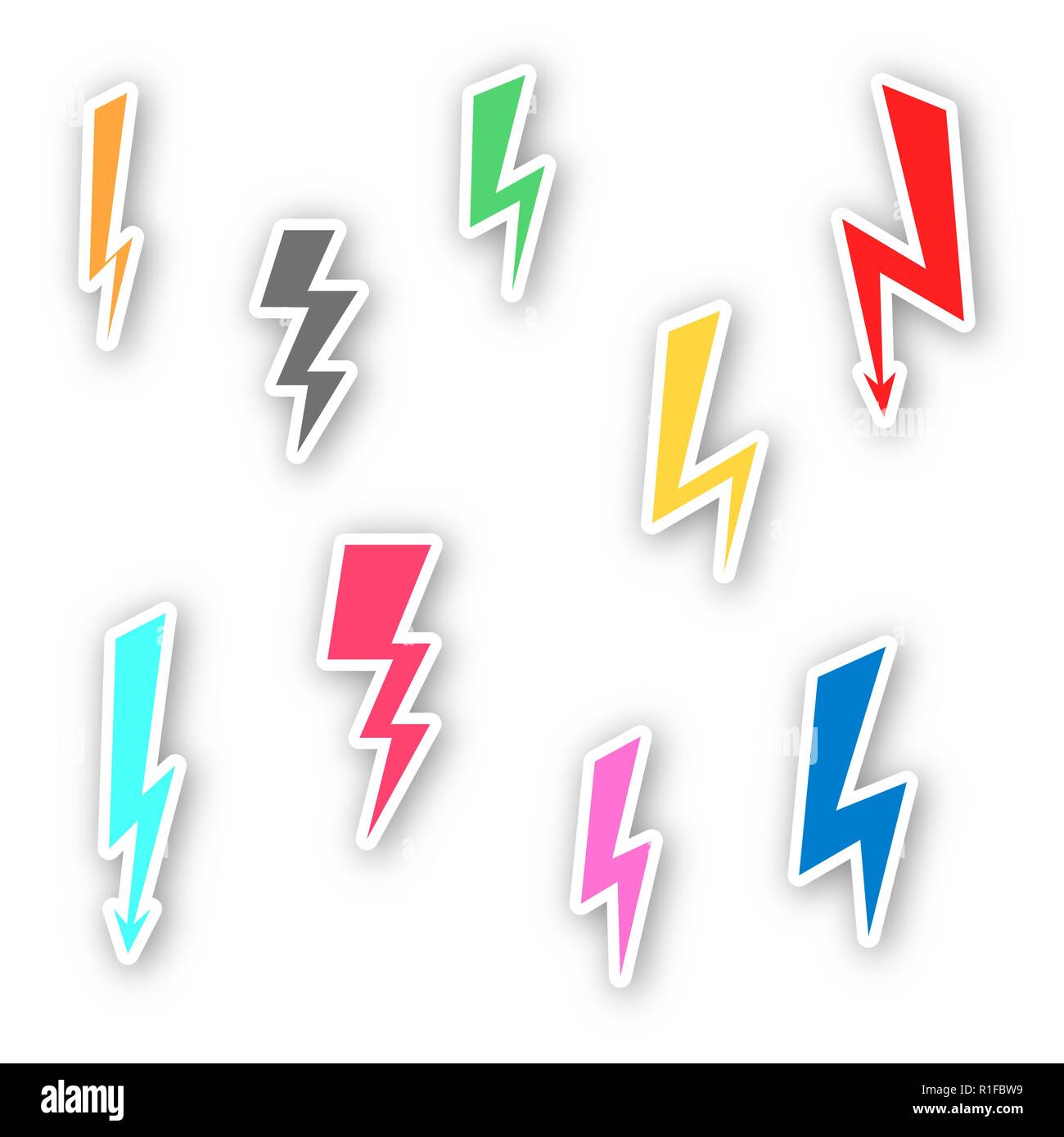 Set sticker lightning isolated on white background, vector illustration ...