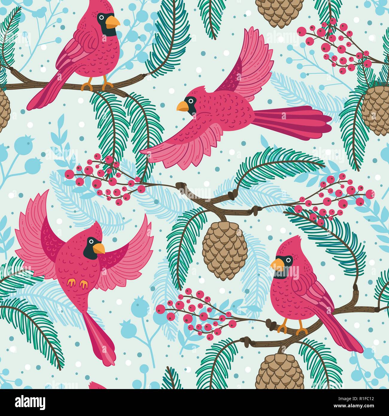 Flying red cardinal bird Stock Vector Images - Alamy