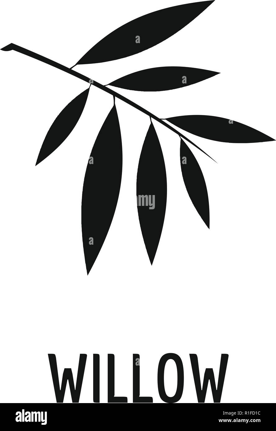 Willow leaf icon. Simple illustration of willow leaf vector icon for ...