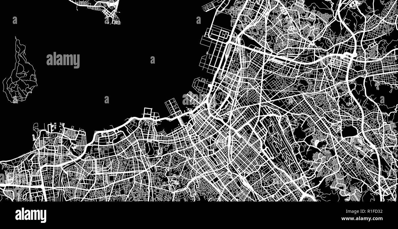 Urban vector city map of Fukuoka, Japan Stock Vector Image & Art - Alamy