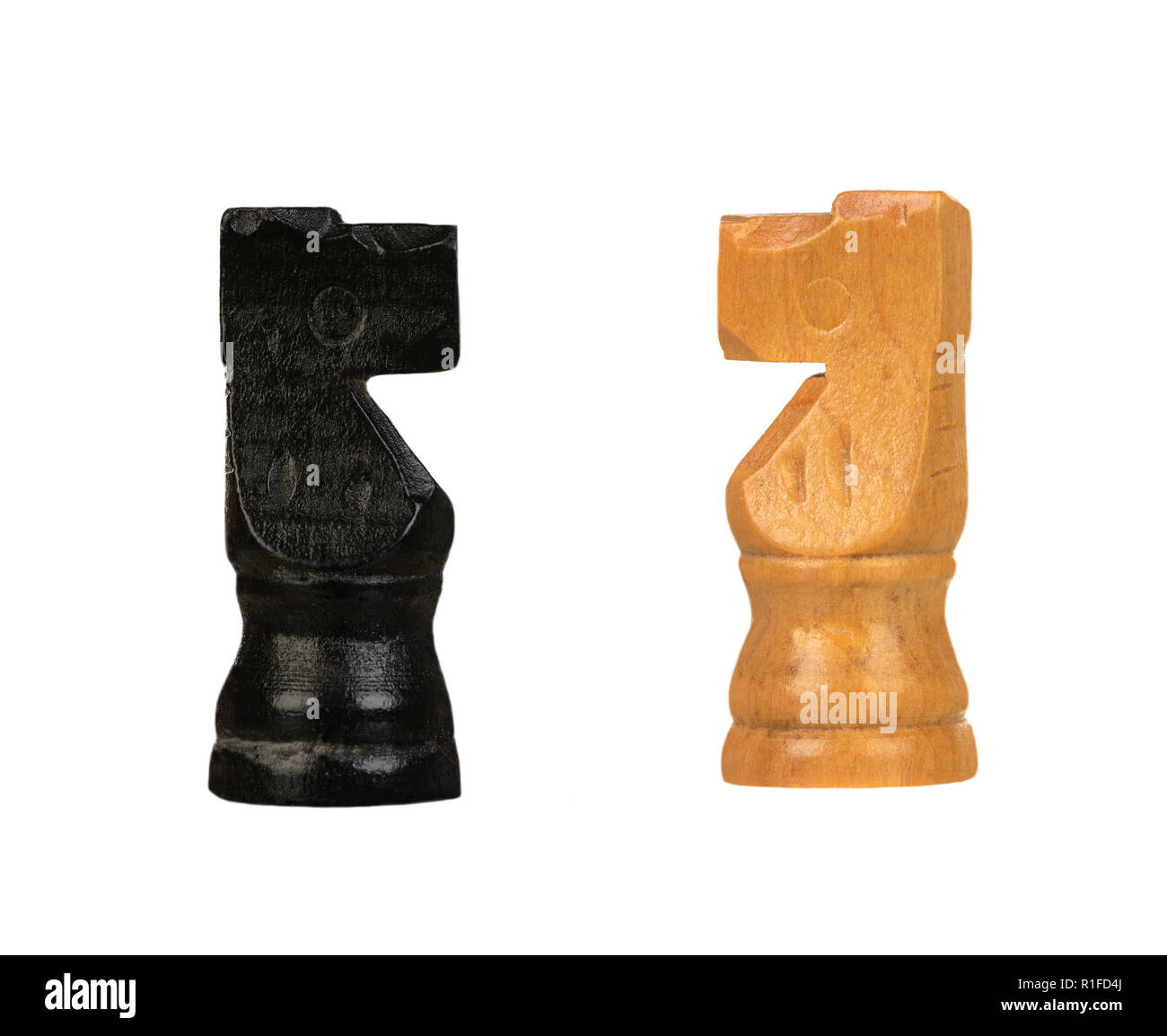 Black and white knights face to face. Symmetrical pieces of chess Stock ...