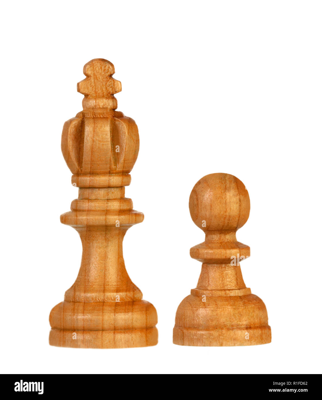 Wooden pawns team with it´s king isolated on a white background Stock ...