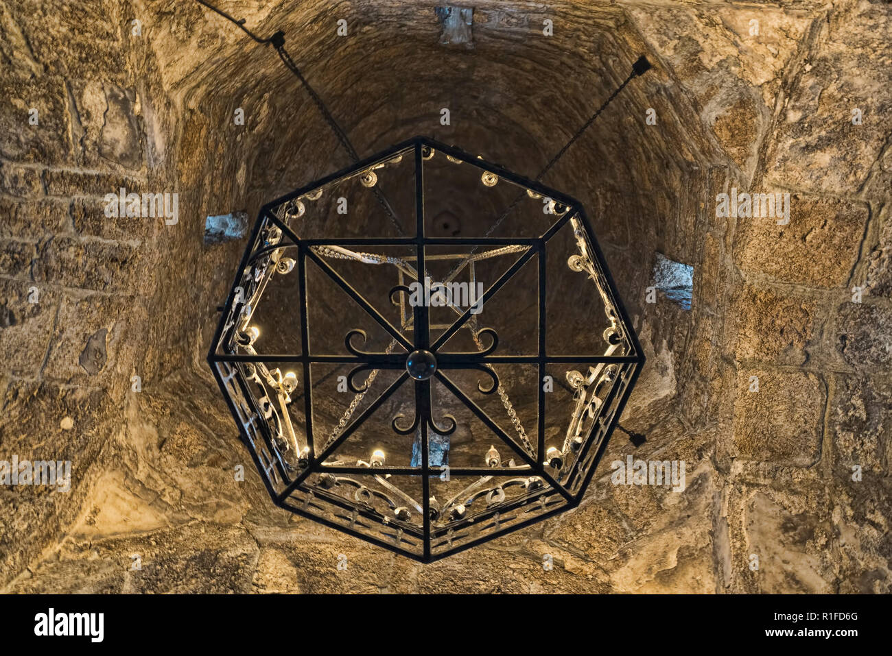 chandelier in the ancient mountain Armenian monastery Stock Photo - Alamy