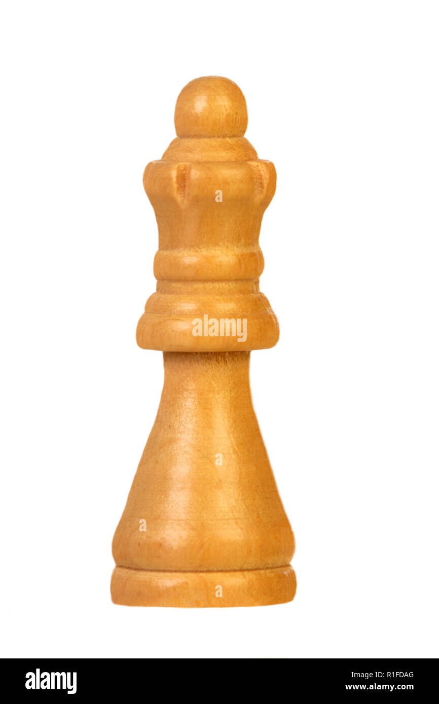 Wooden brown queen, chess piece isolated on a white background Stock ...