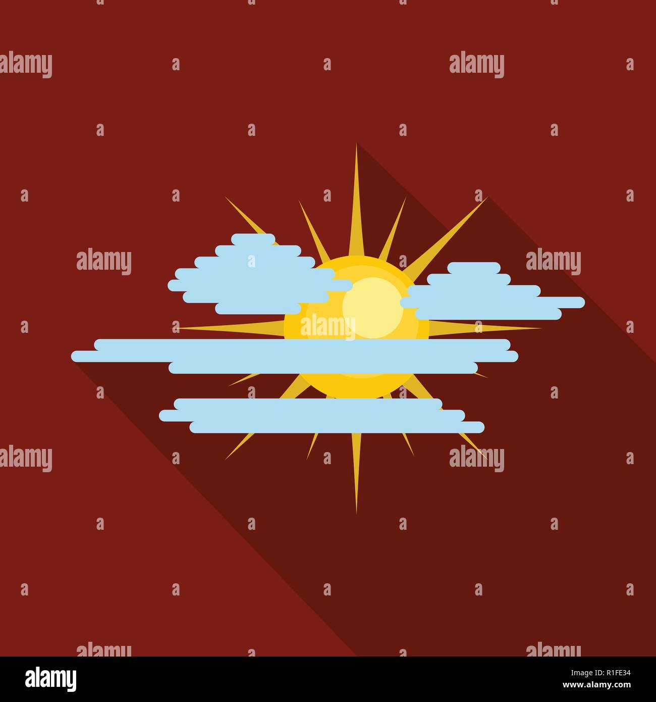 Cloudy sun icon. Flat illustration of cloudy sun vector icon for web ...