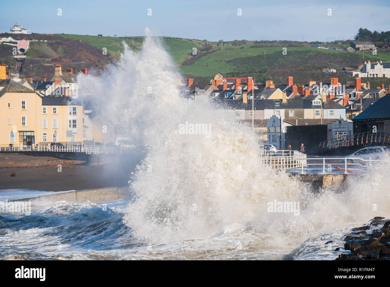 Aberystwyth Wales, UK. 12th Nov, 2018. UK Weather: It's a stormy wild ...