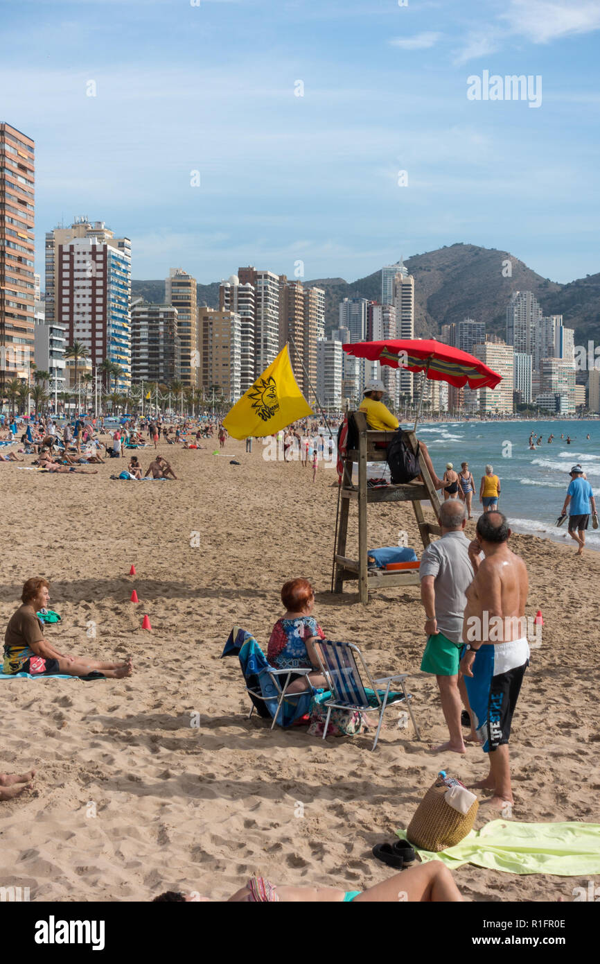 Benidorm, Costa Blanca, Spain 12th November 2018. Snow bird holiday ...