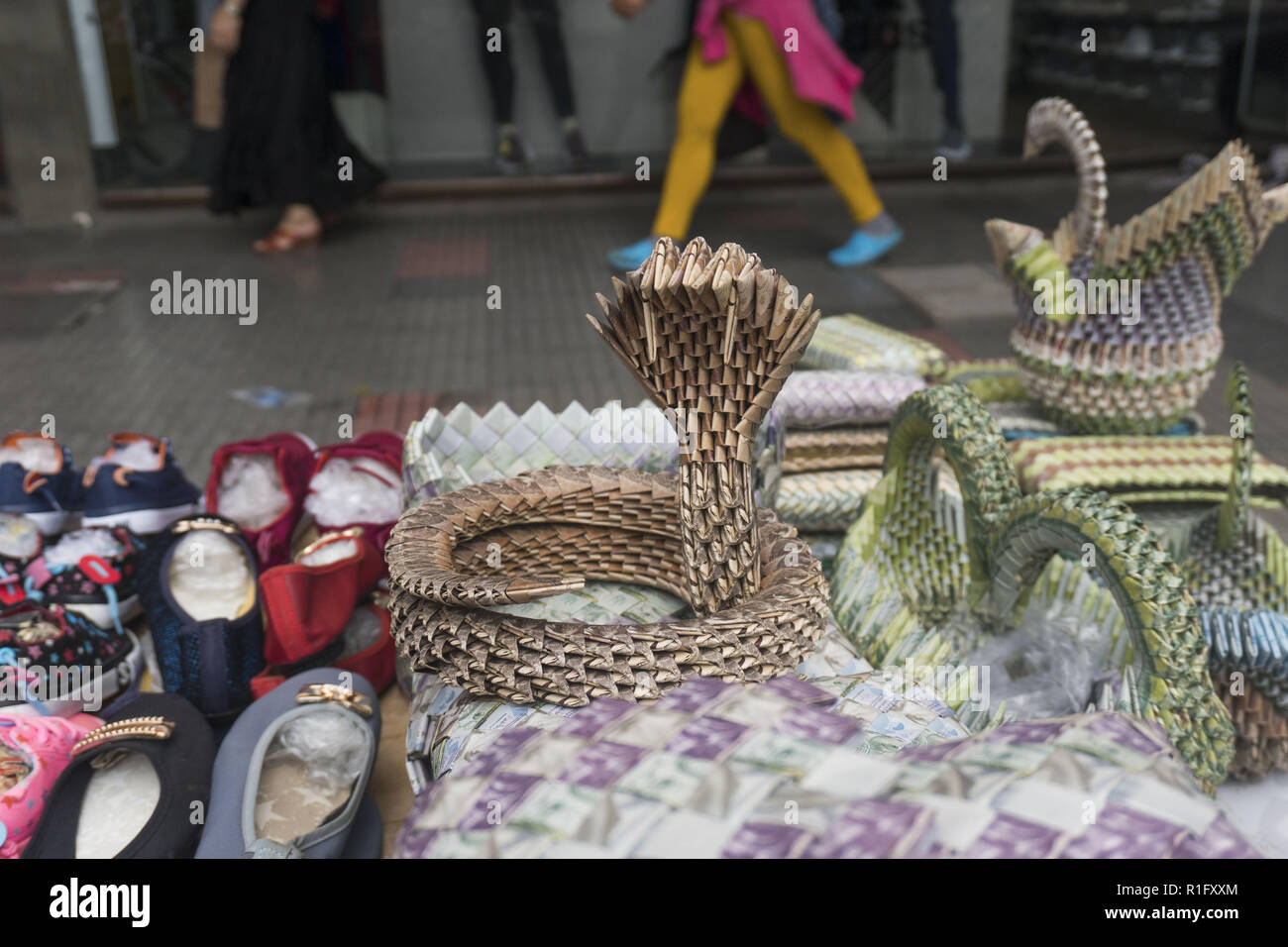November 9, 2018 - Some of the figures made with Venezuelan banknotes ...