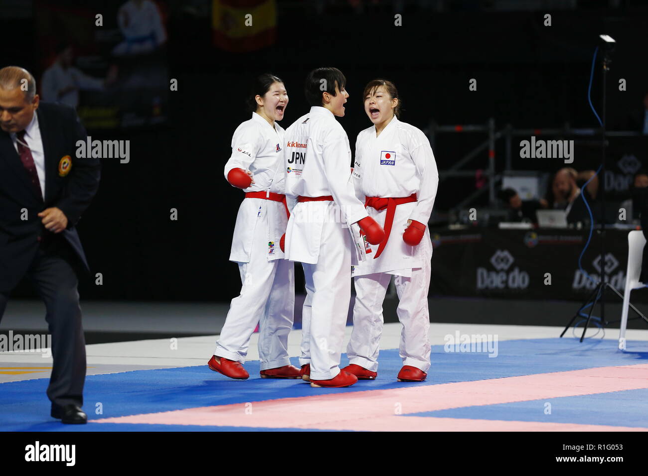 Madrid, Spain. 10th Nov, 2018. (L-R) Ayaka Saito, Natsumi Kawamura, Ayumi Uekusa (JPN) Karate ...