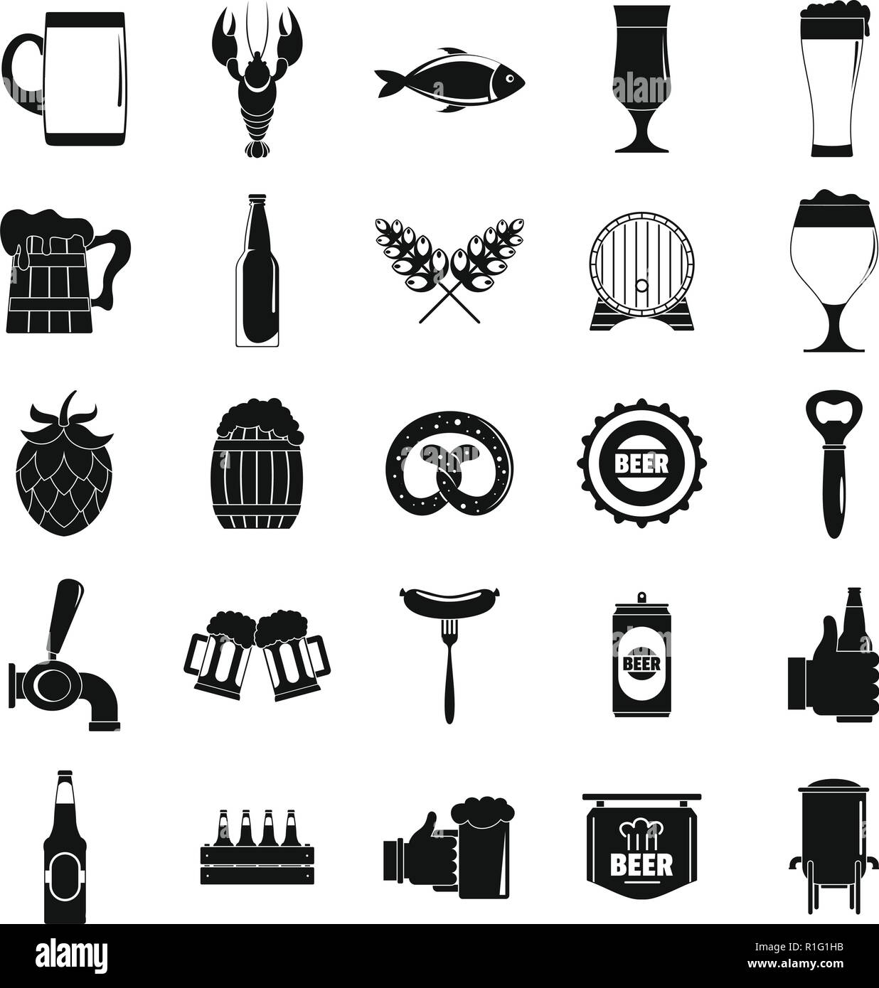 Beer icons set. Simple illustration of 25 beer vector icons for web ...