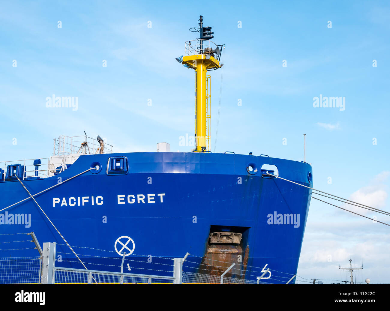 Pacific Egret Leith, nuclear waste carrier, docked in Leith harbour ...