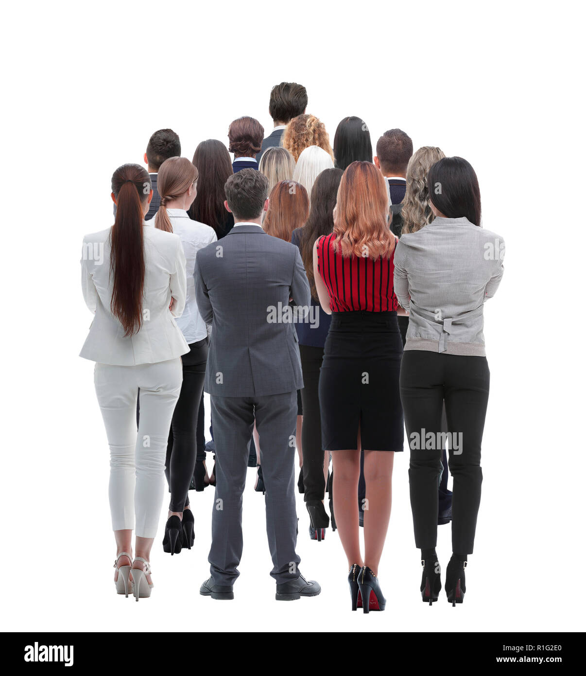 Back view group of business people. Rear view. Isolated over white ...