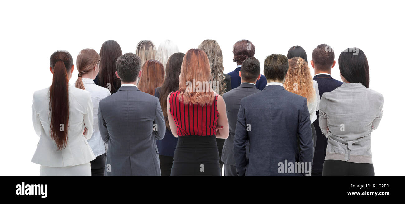 Back view group of business people. Rear view. Isolated over white ...