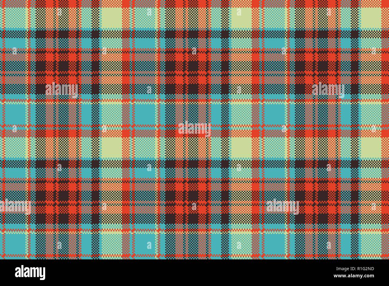 Pop art color check plaid pixel seamless fabric texture. Vector ...