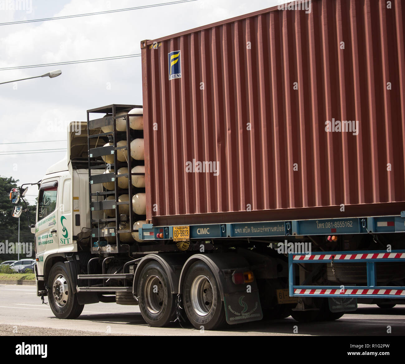 Chiangmai, Thailand - October 30 2018: Trailer Container Cargo Truck of ...