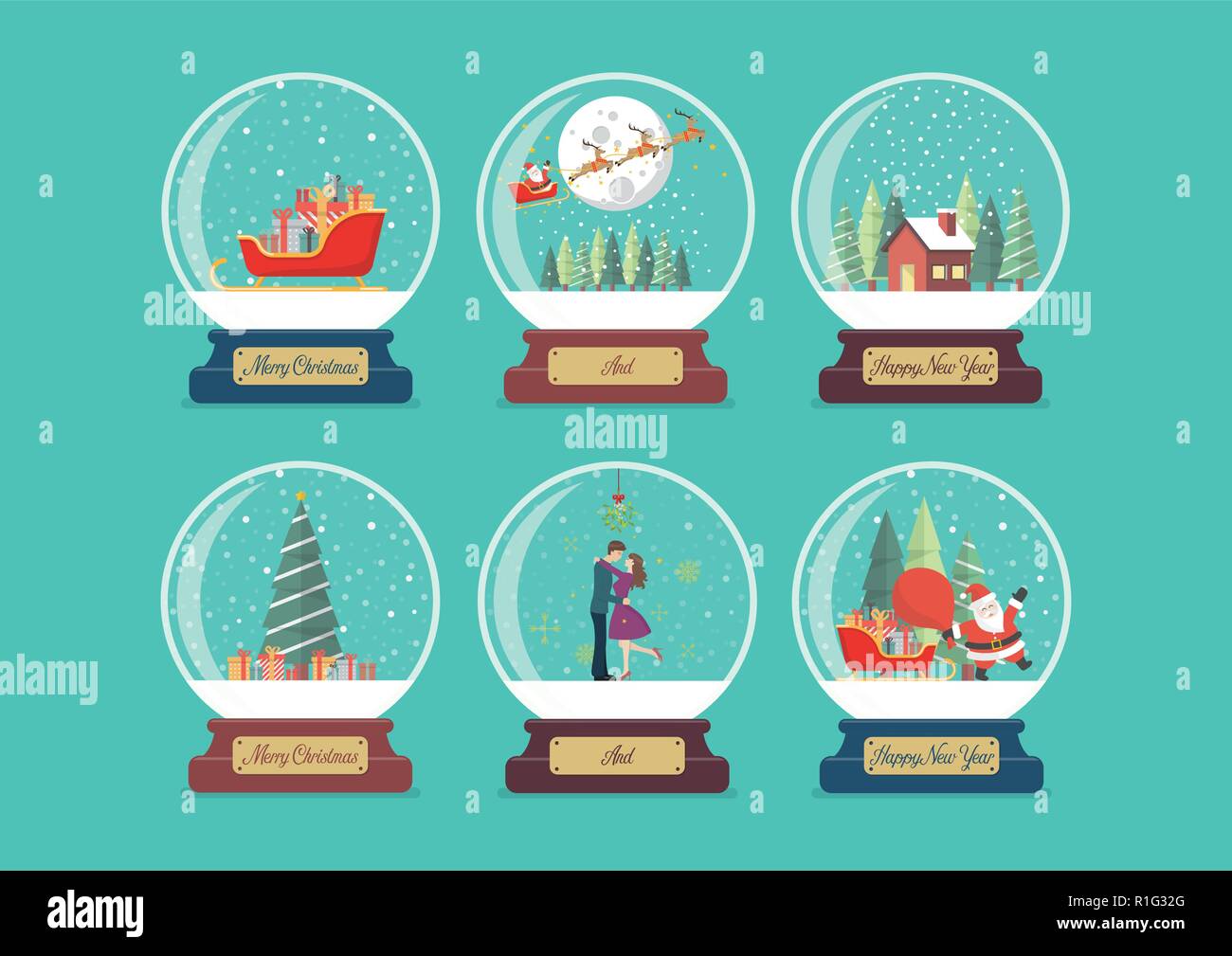 Santa claus glass ball card christmas Stock Vector Images - Alamy