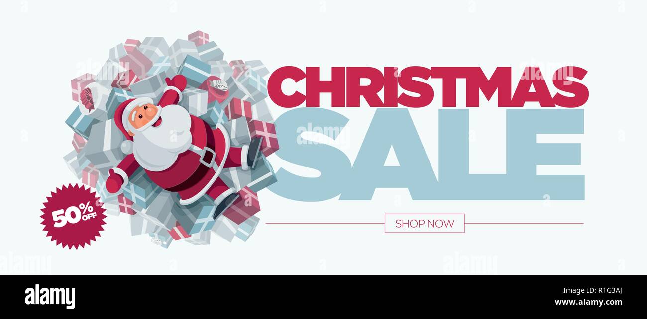 Vector Christmas banner design set with Santa Claus illustration ...