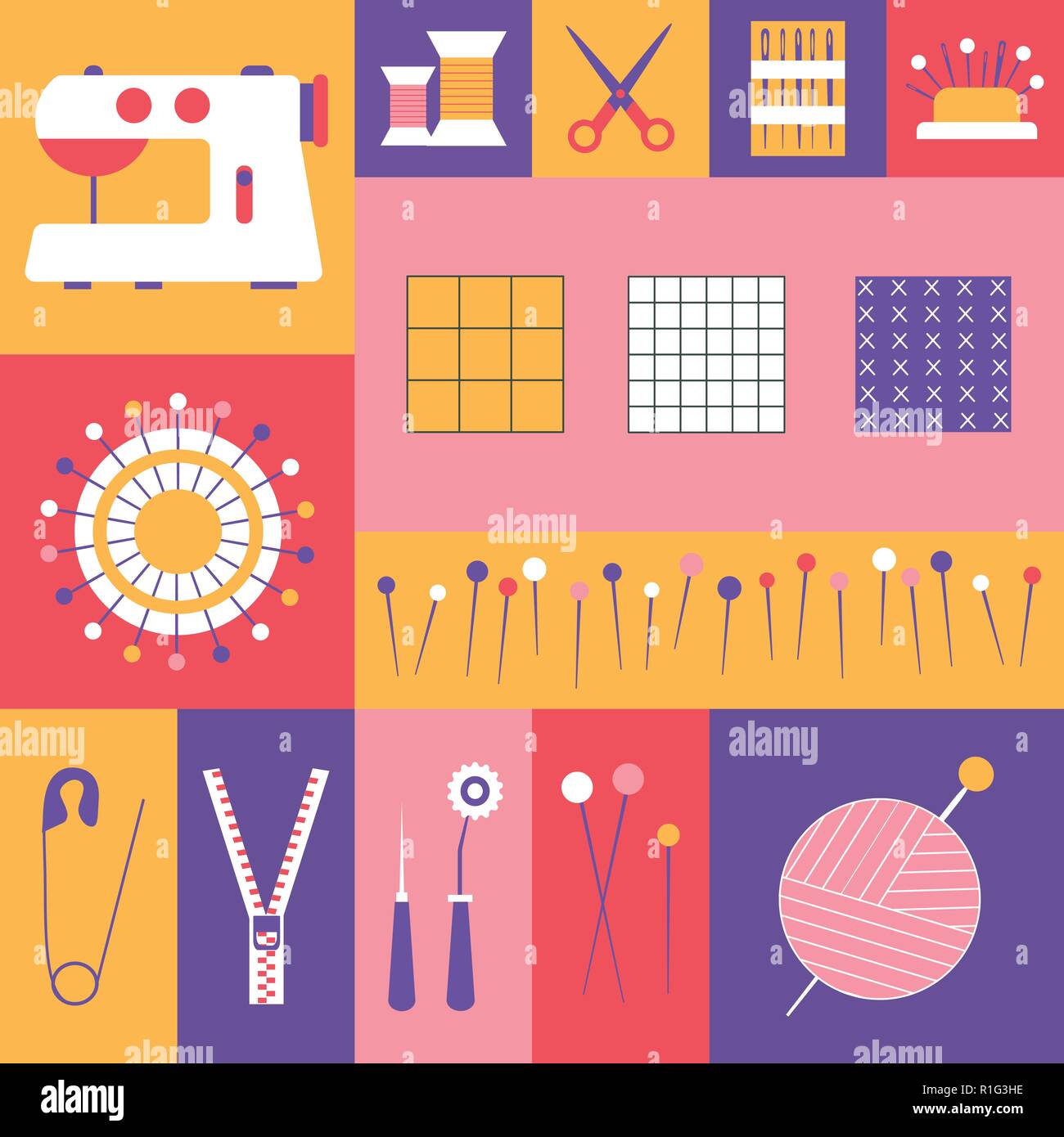 Sewing Tools And Tailor Needlework Icons Stock Vector Image And Art Alamy