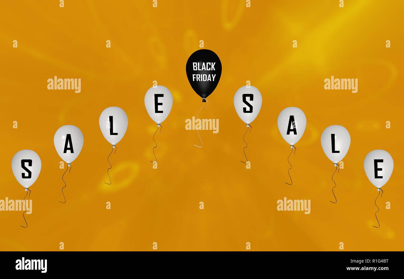 Rising balloons with the text black Friday and the letters Sale. 3d ...