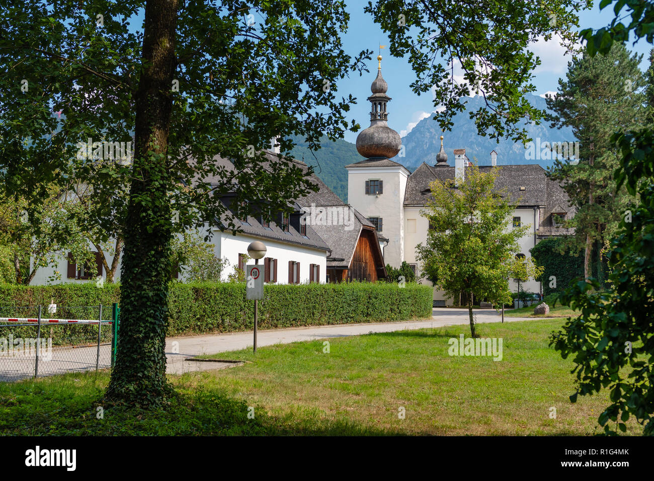 Gmunden Schloss Ort or Schloss Orth complex in the Traunsee lake in ...