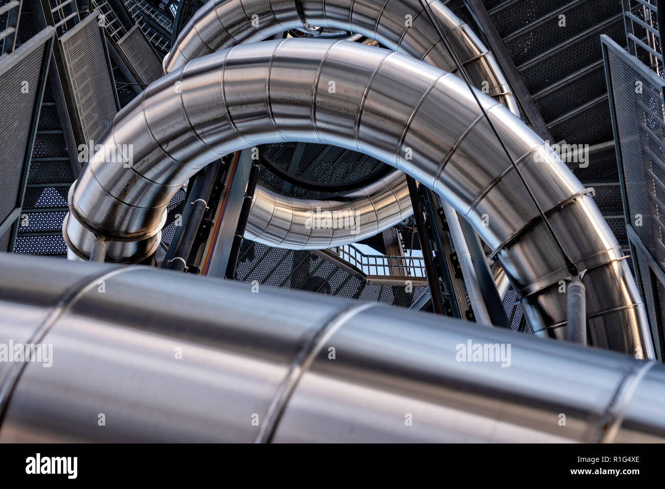 Abstract background A three-dimensional metal tube construction Stock ...