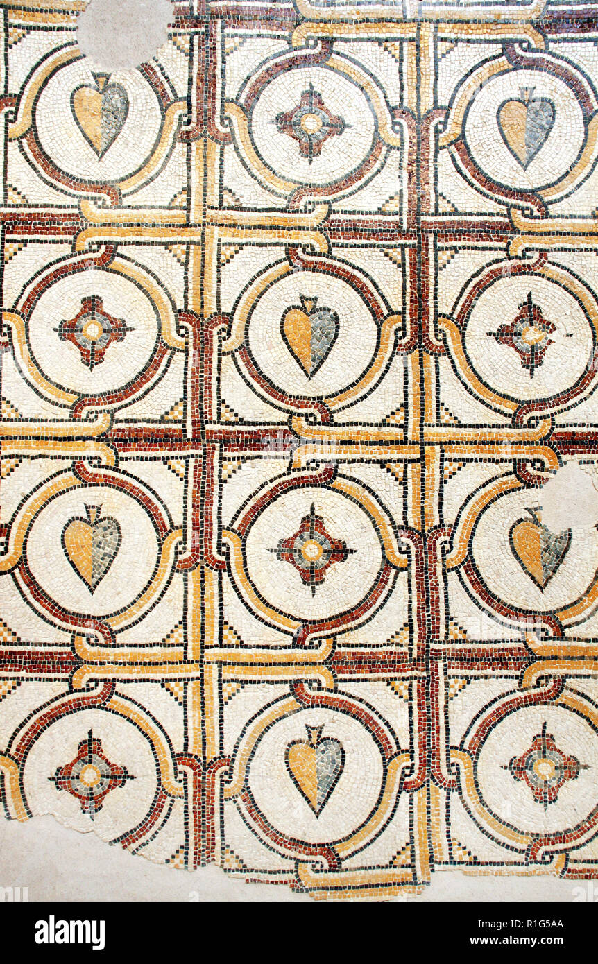 Ancient byzantine natural stone tile mosaics with with geometric ...