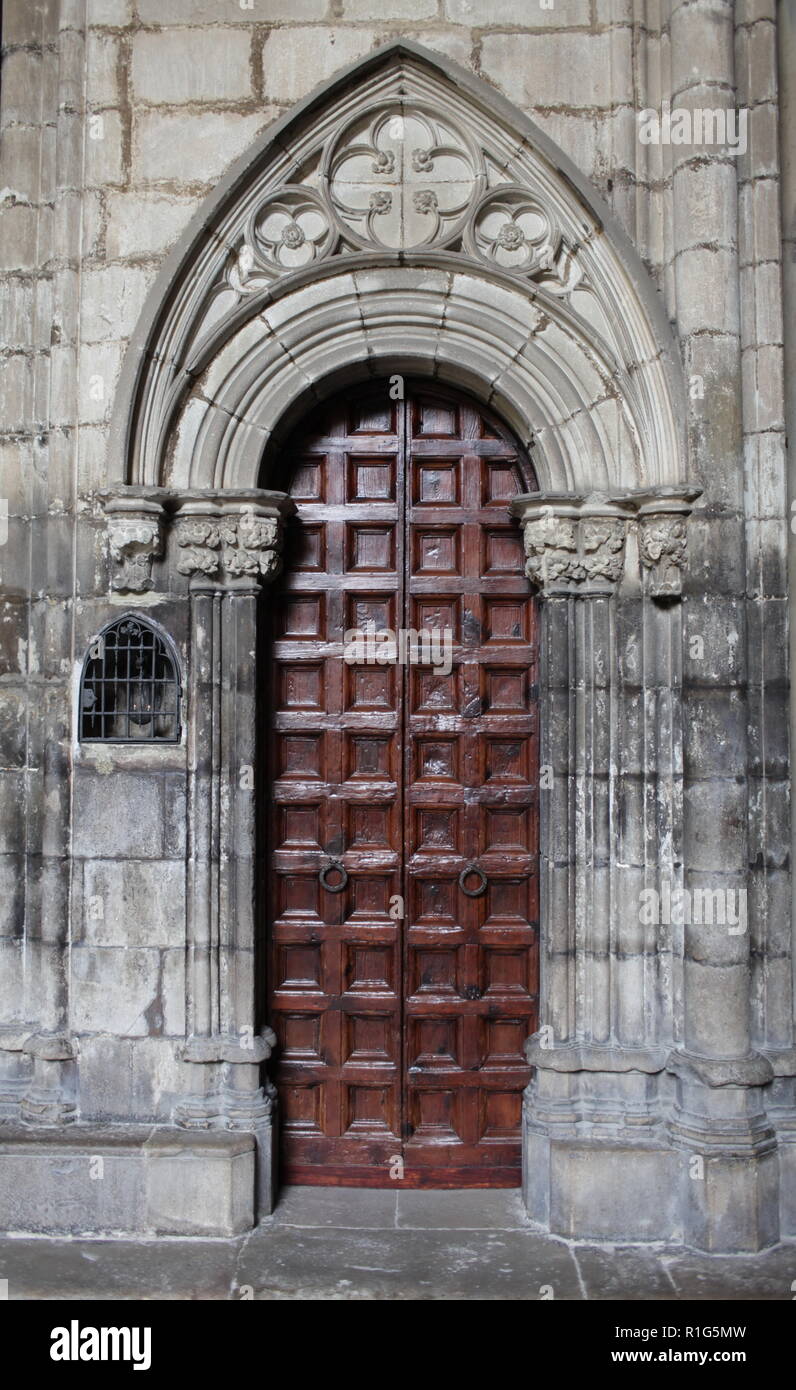 The entrance of an old gothic cathedral Frontal view Stock Photo - Alamy