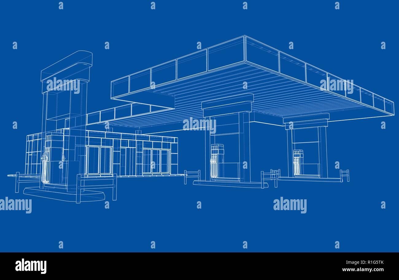 Gas station line outline Stock Vector Images - Alamy