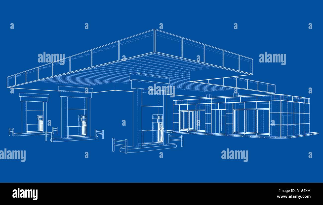Gas Station. Vector rendering of 3d Stock Vector Image & Art - Alamy