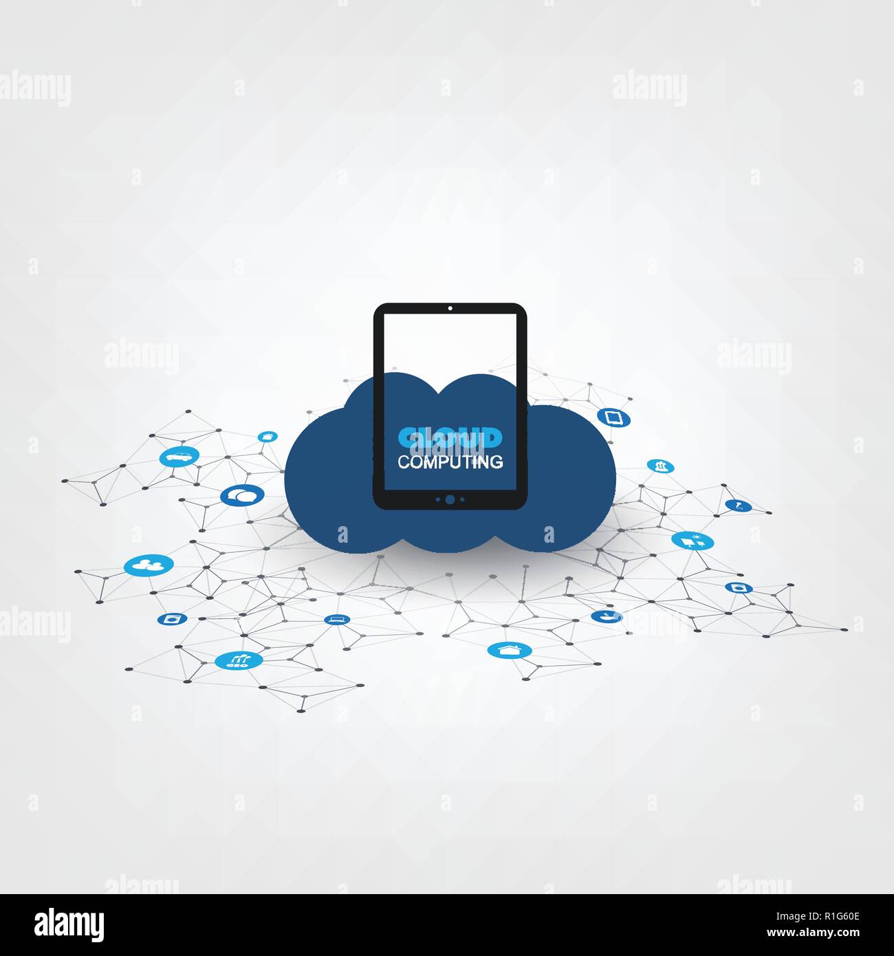 Cloud Computing Design Concept with Wireframe and Tablet PC - Digital ...