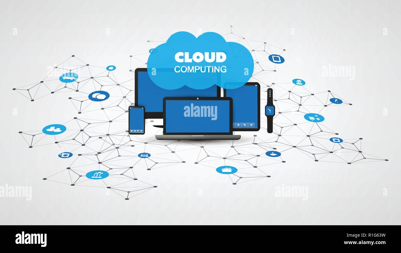 Internet of Things, Cloud Computing Design Concept with Electronic Devices and Icons - Digital ...