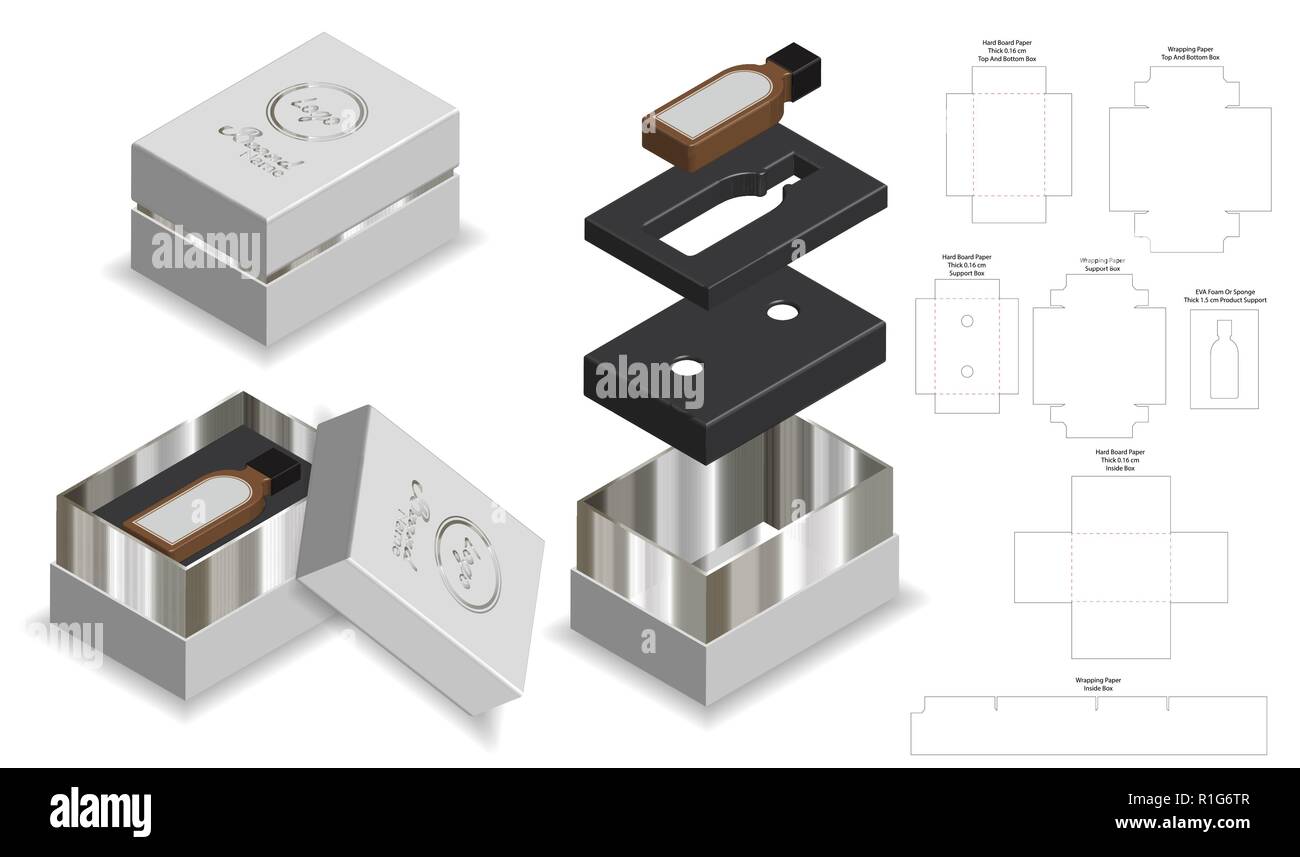 rigid box packaging die cut template 3D mockup Stock Vector Image & Art ...