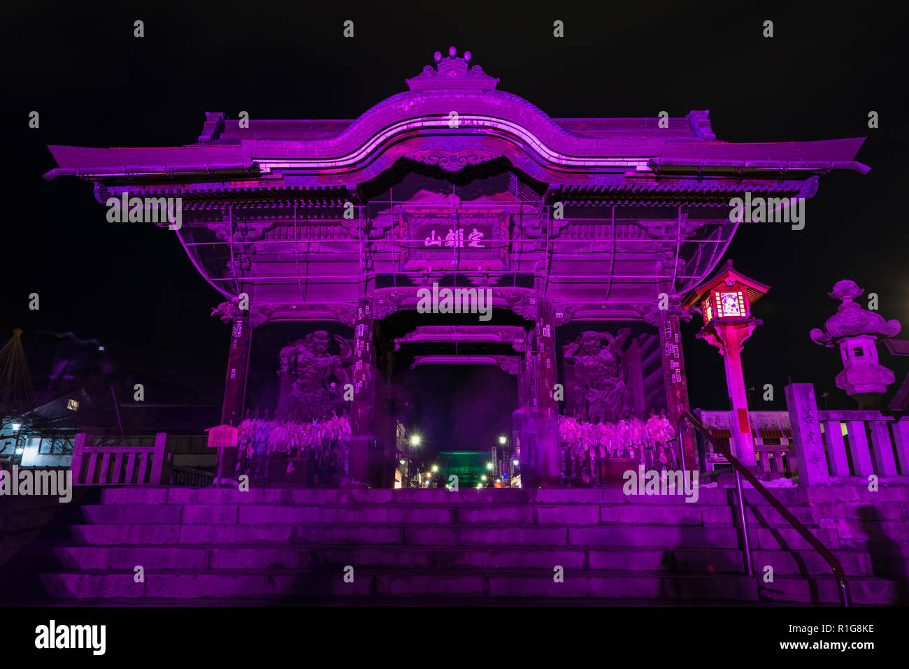 Nagano, Japan 02-08-2018 Zenkoji temple illuminted to commemorate the ...