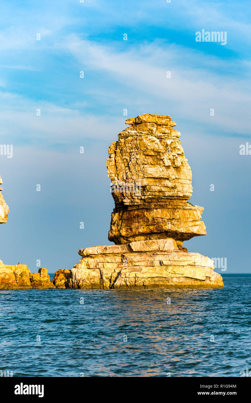 The sea stack at the northern end of Lijubadao, one of the Changdao ...